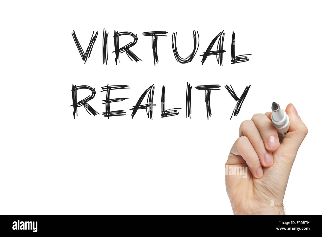 Hand writing virtual reality on a white board Stock Photo - Alamy