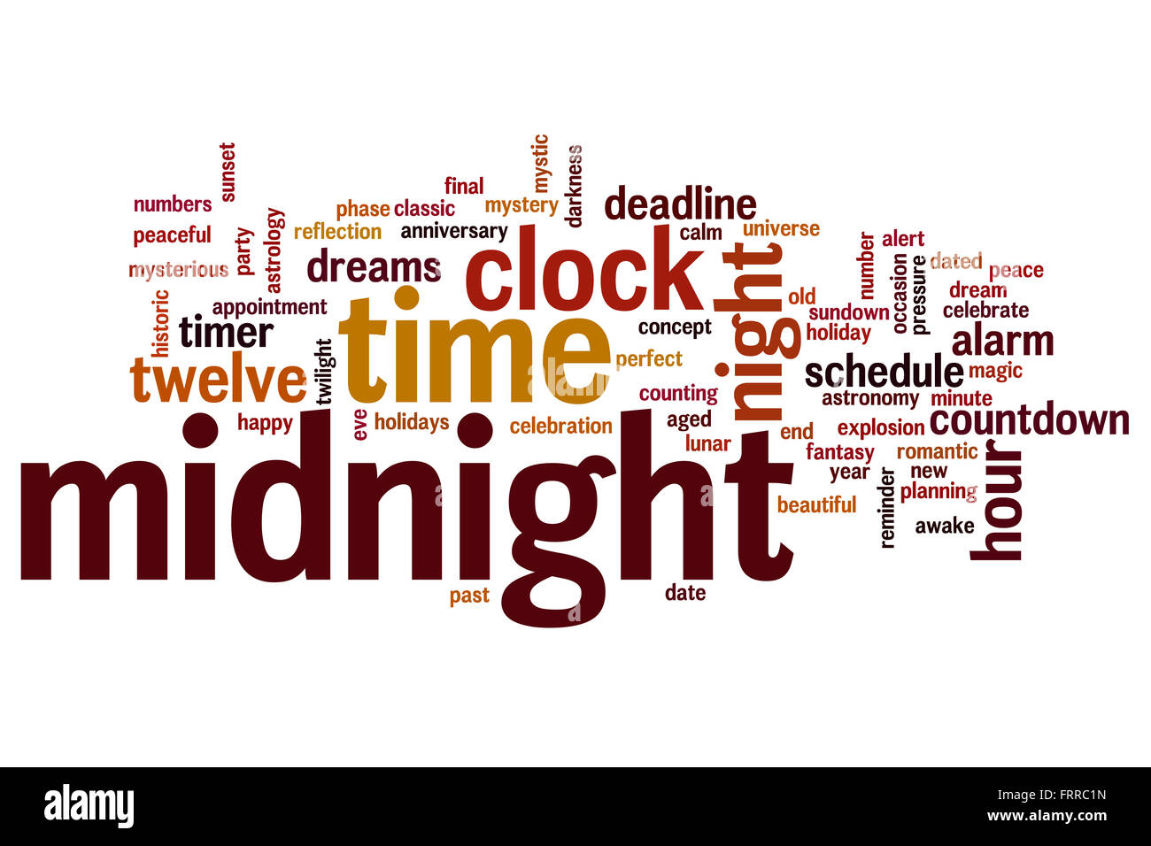 Midnight concept word cloud background Stock Photo - Alamy