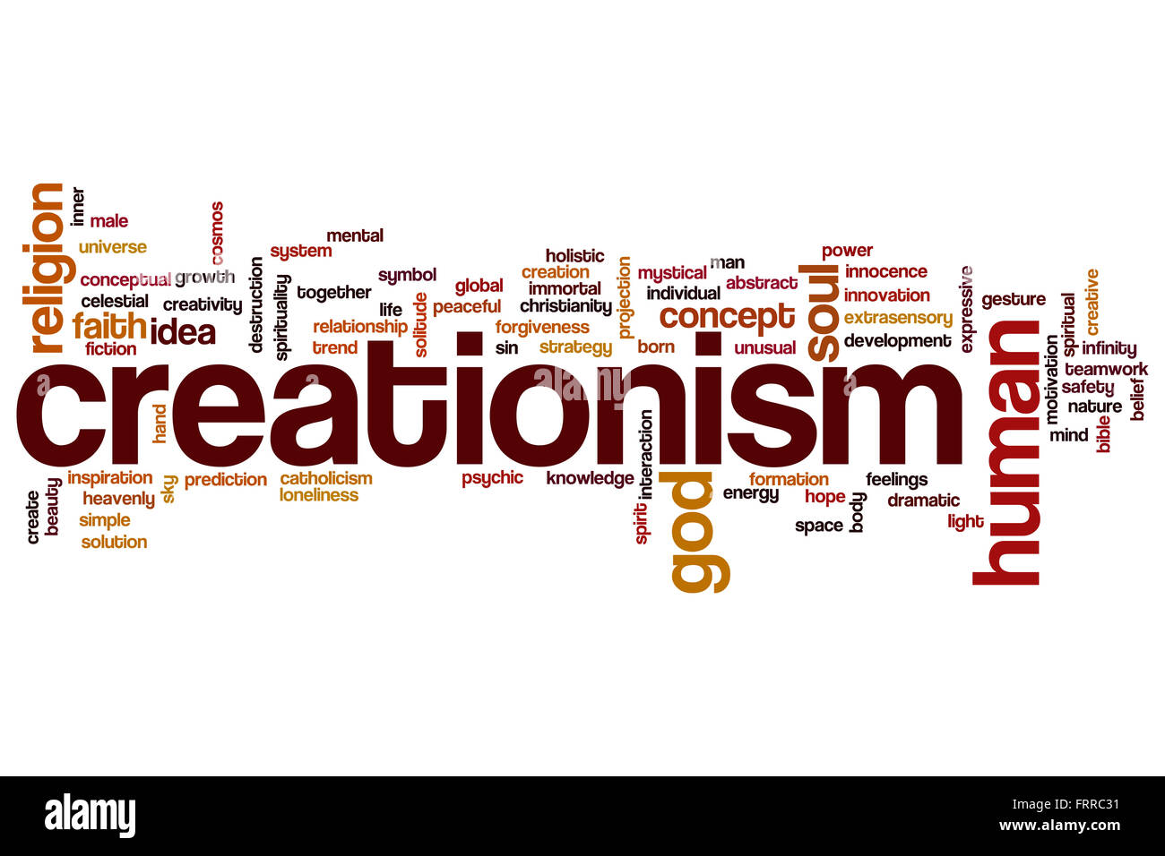 Creationism concept word cloud background Stock Photo - Alamy