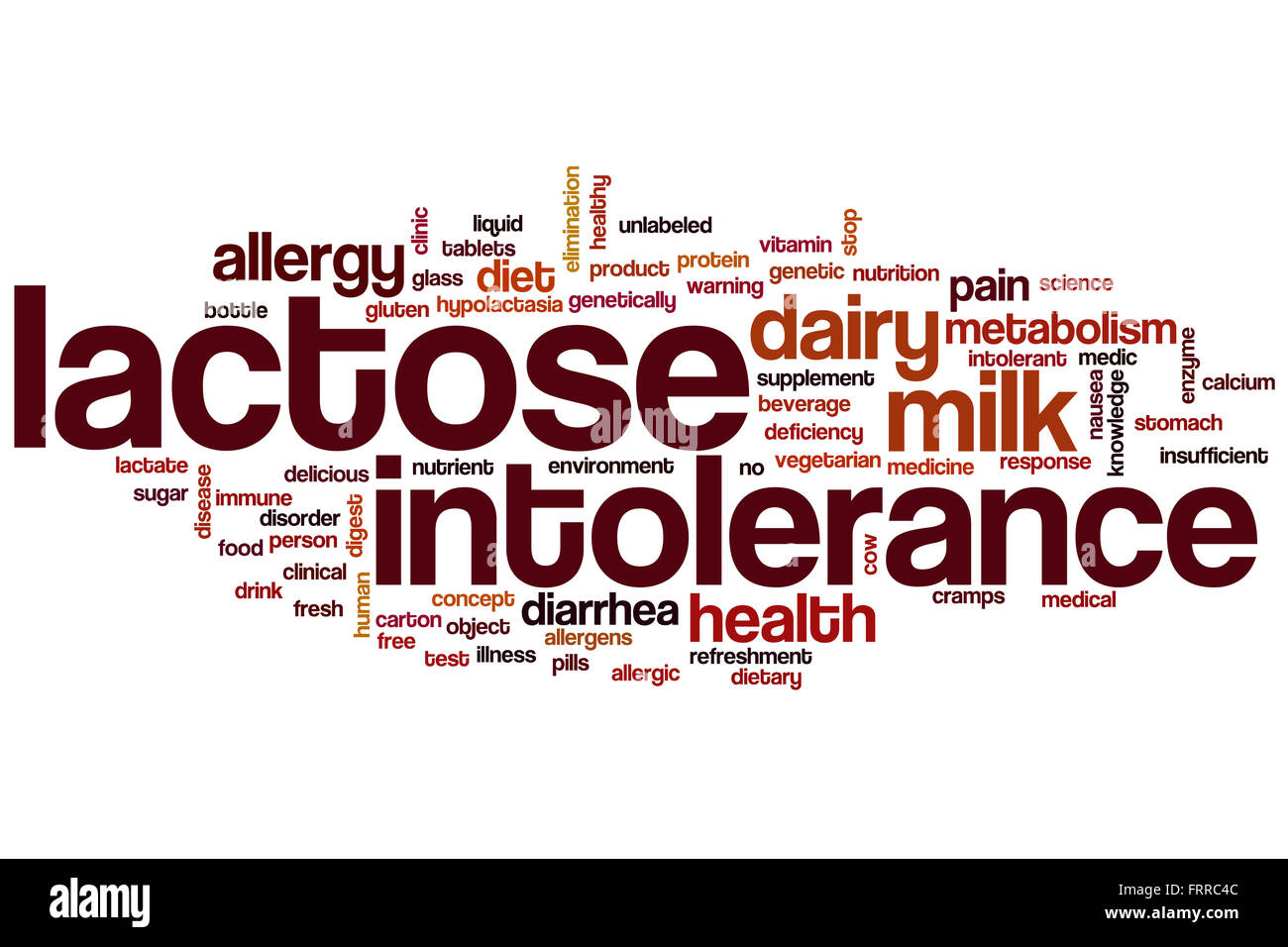 Lactose intolerance concept word cloud background Stock Photo - Alamy