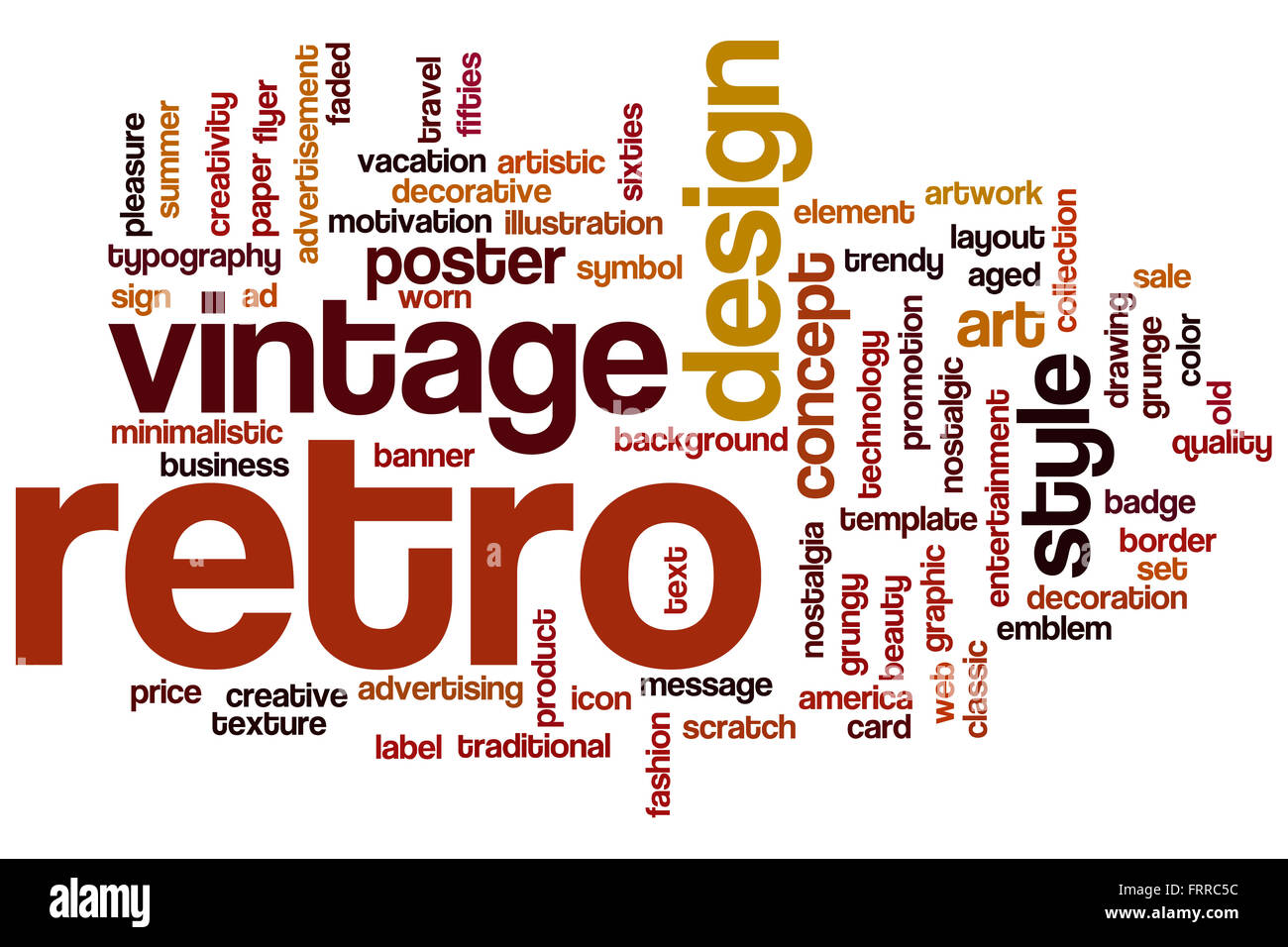 Retro concept word cloud background Stock Photo - Alamy