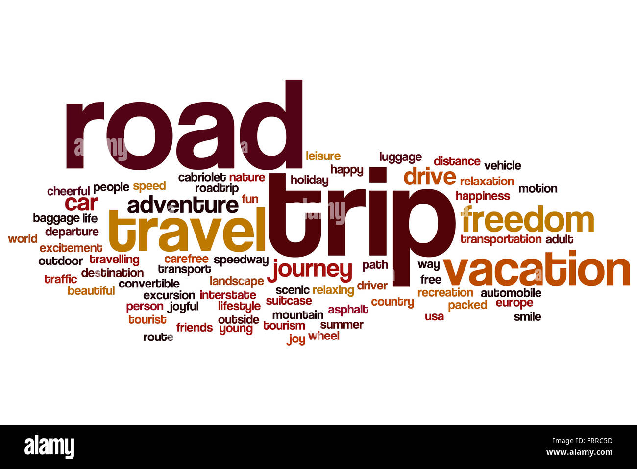 Road trip concept word cloud background Stock Photo - Alamy