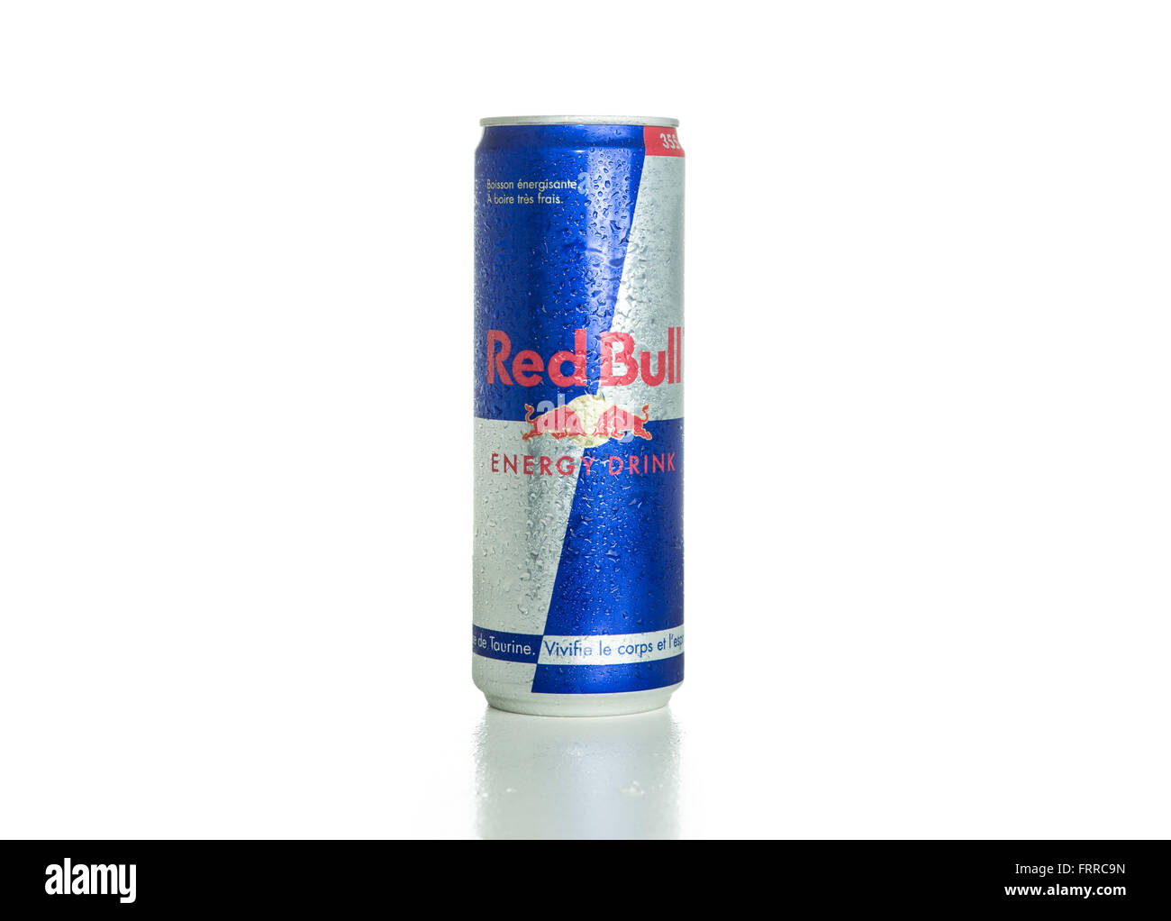 TOURS, FRANCE - September 28,2014: A can of Red Bull - an energy drink ...