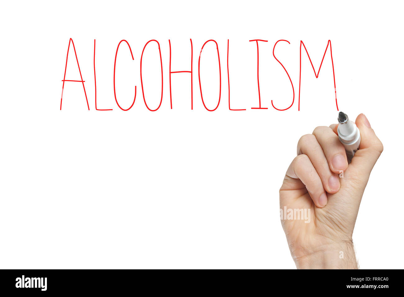 Hand writing alcoholism on a white board Stock Photo - Alamy