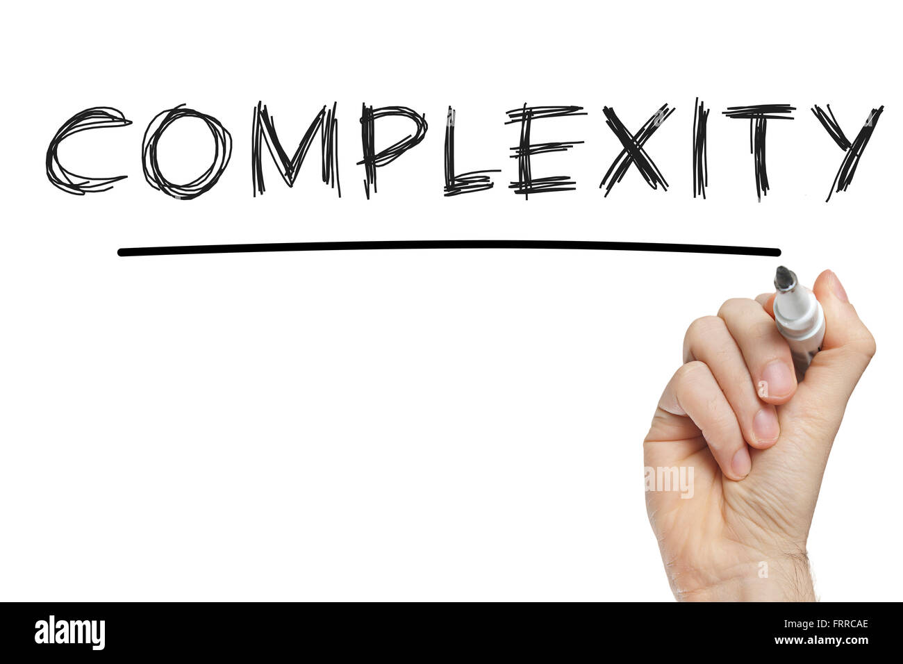 Hand writing complexity on a white board Stock Photo - Alamy
