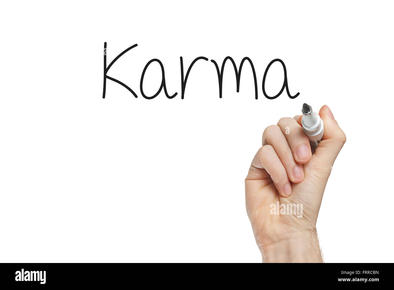 Hand writing karma on a white board Stock Photo - Alamy