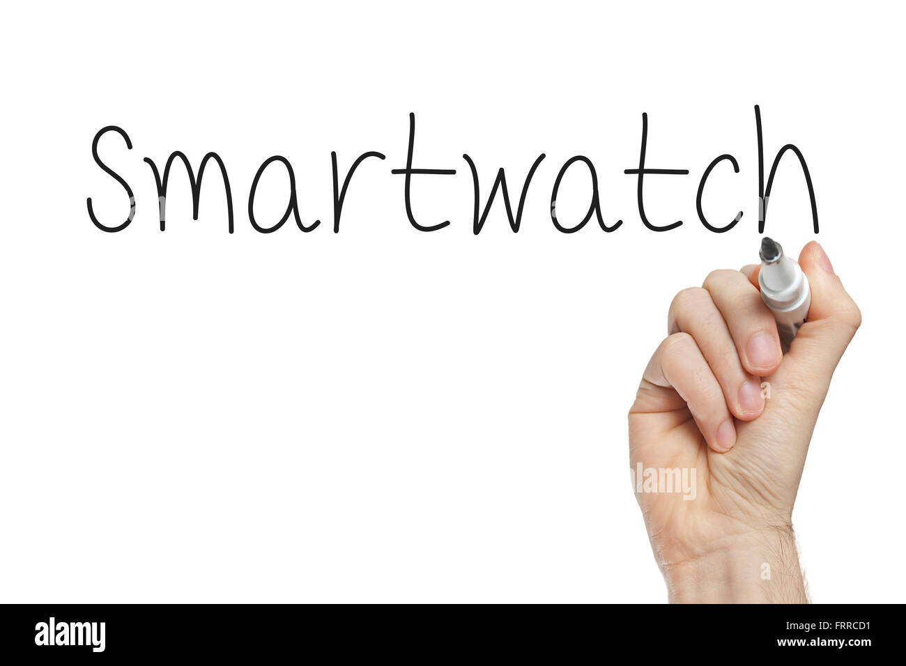 Hand writing smartwatch on a white board Stock Photo - Alamy