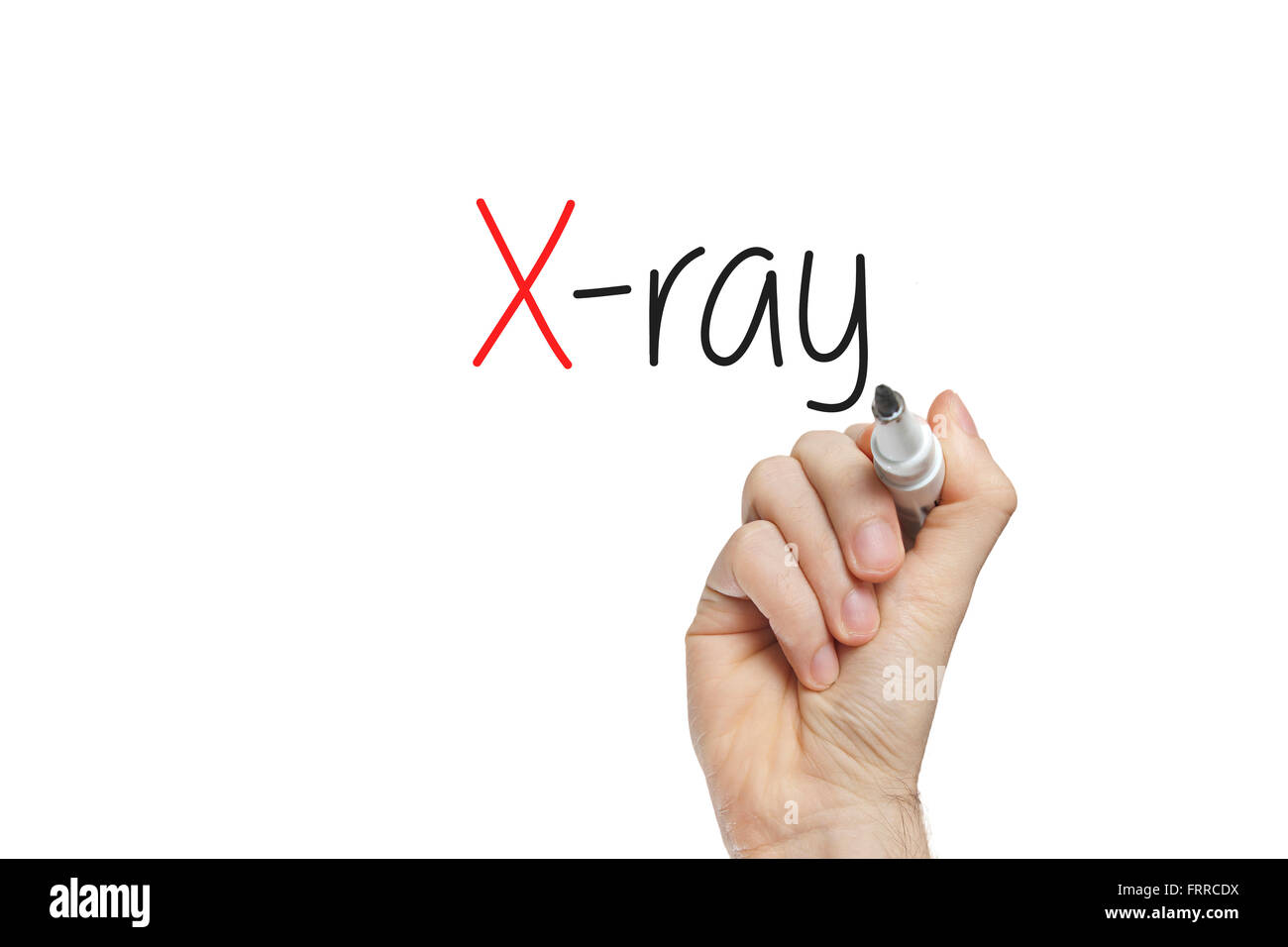 Hand writing x-ray on a white board Stock Photo - Alamy