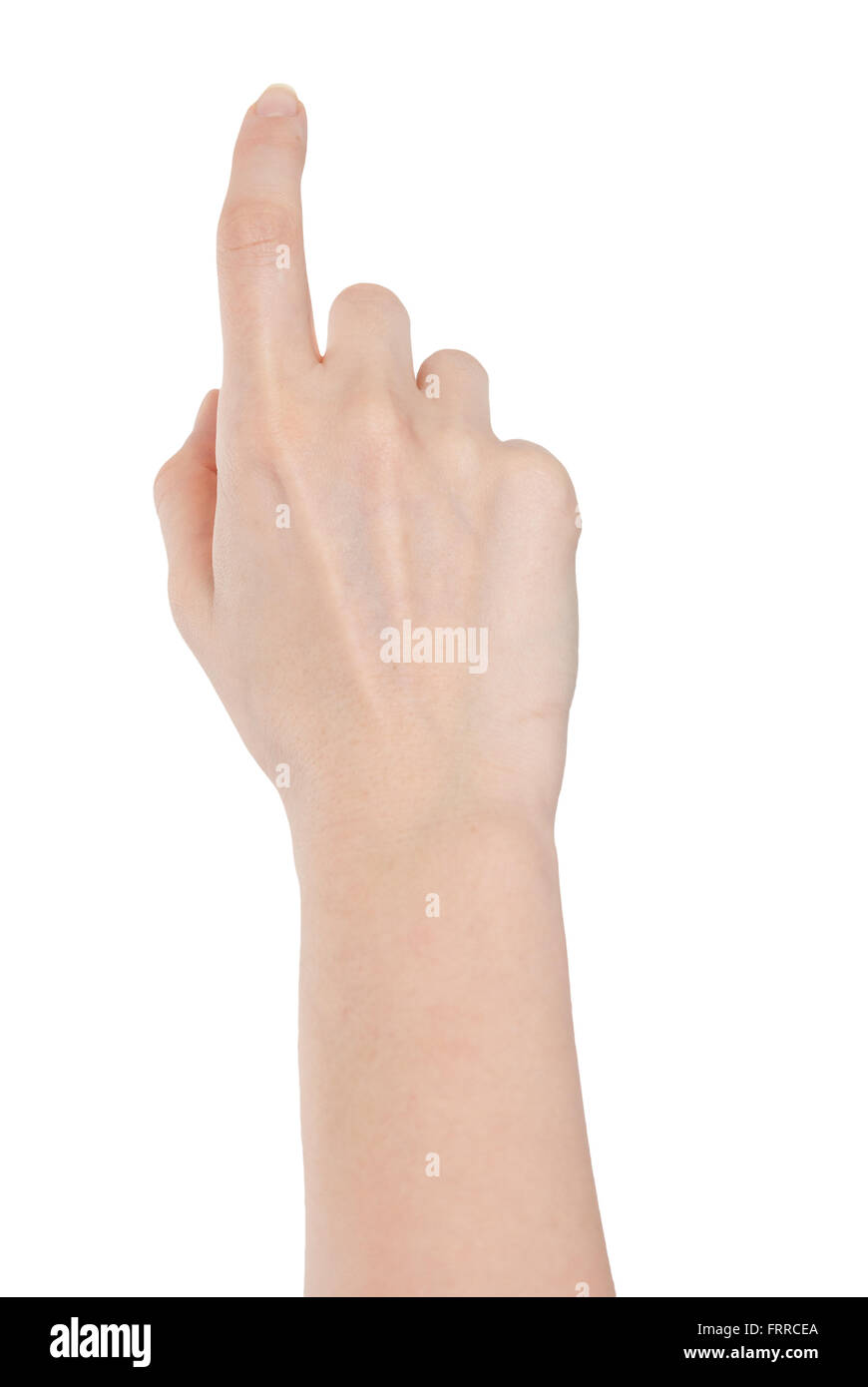 Female hand with index finger isolated on white background Stock Photo ...