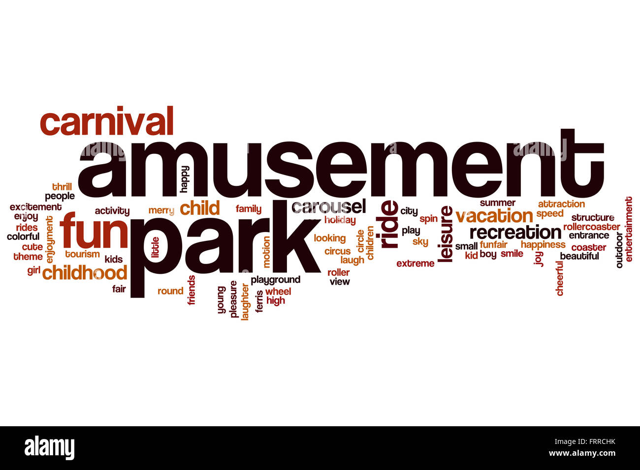 Amusement park word cloud concept with carnival ride related tags Stock ...