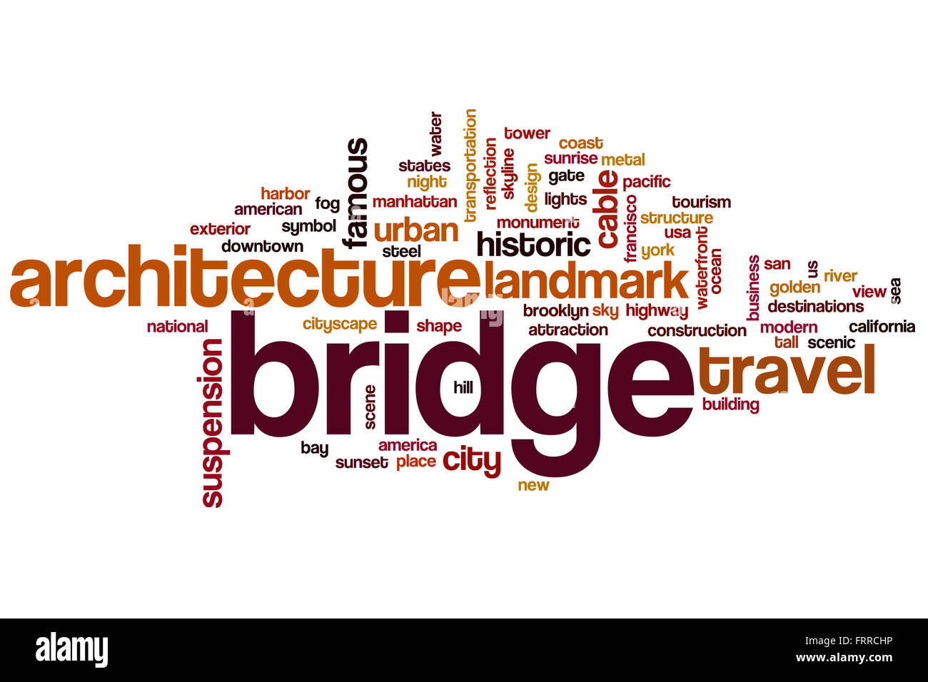 Bridge word cloud concept with architecture travel related tags Stock ...