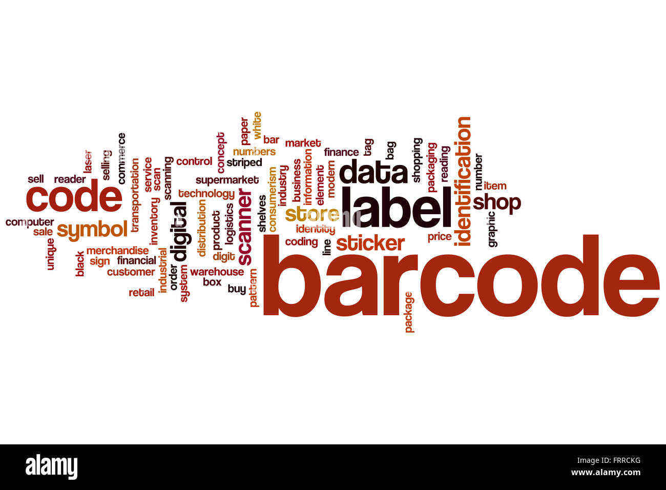 Barcode word cloud concept with label retail related tags Stock Photo ...