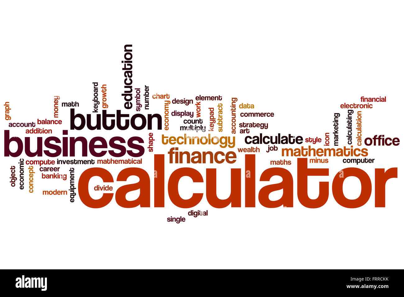 Calculator word cloud concept with finance mathematics related tags ...