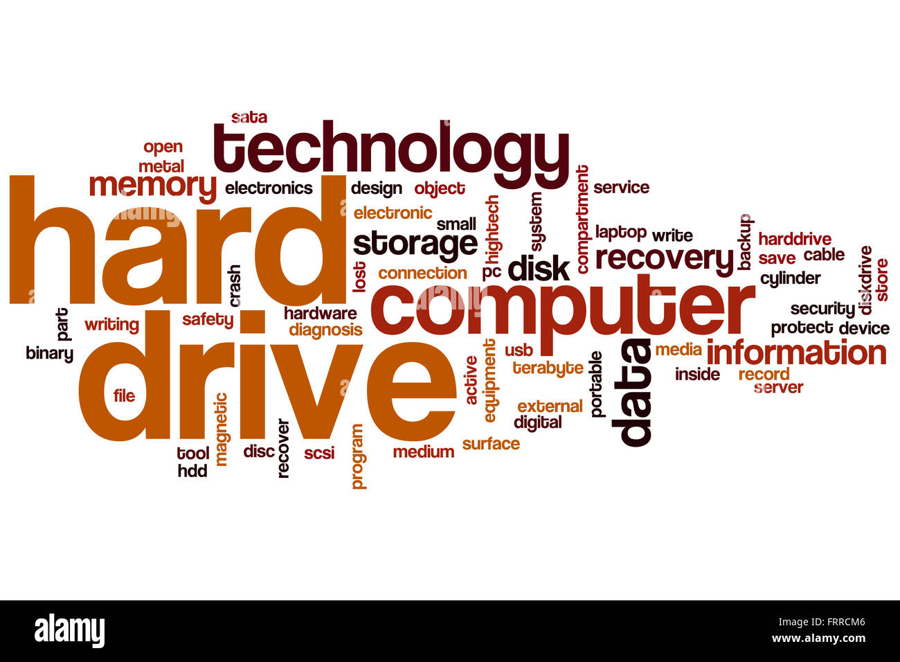 Hard drive word cloud concept with data storage related tags Stock ...