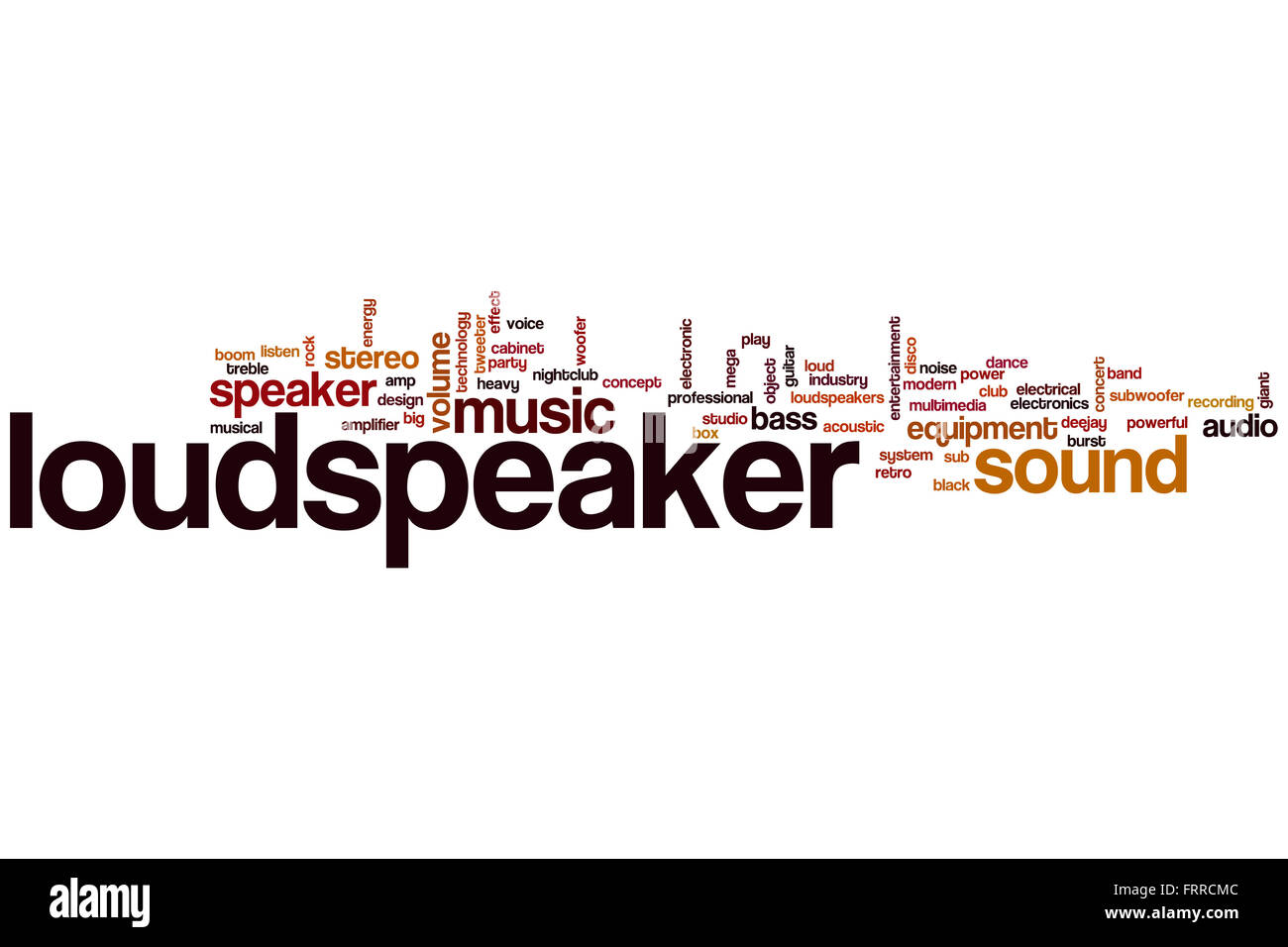Loudspeaker word cloud concept with sound music related tags Stock ...