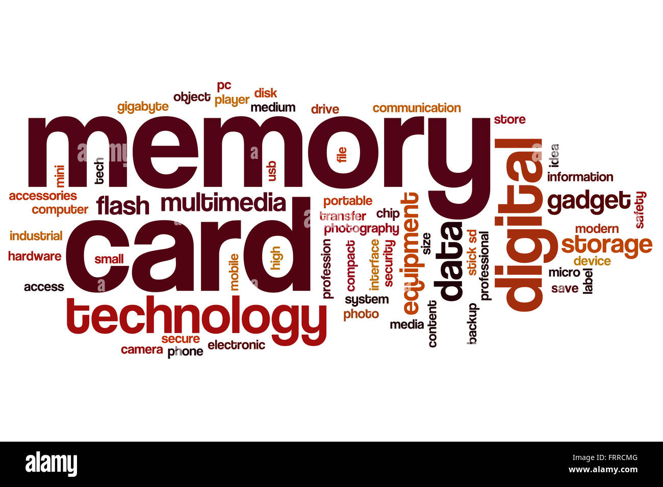 Memory card word cloud concept with storage flash related tags Stock ...