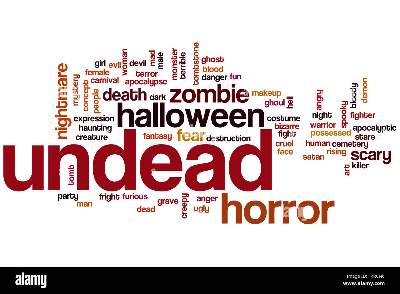 Undead word cloud concept with horror scary related tags Stock Photo ...