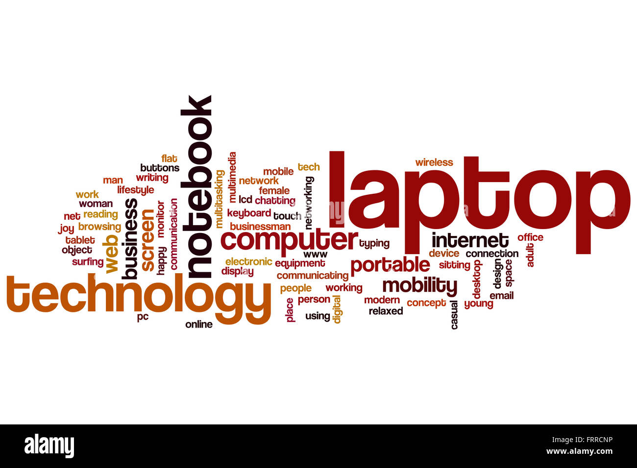 Laptop word cloud concept with technology computer related tags Stock ...