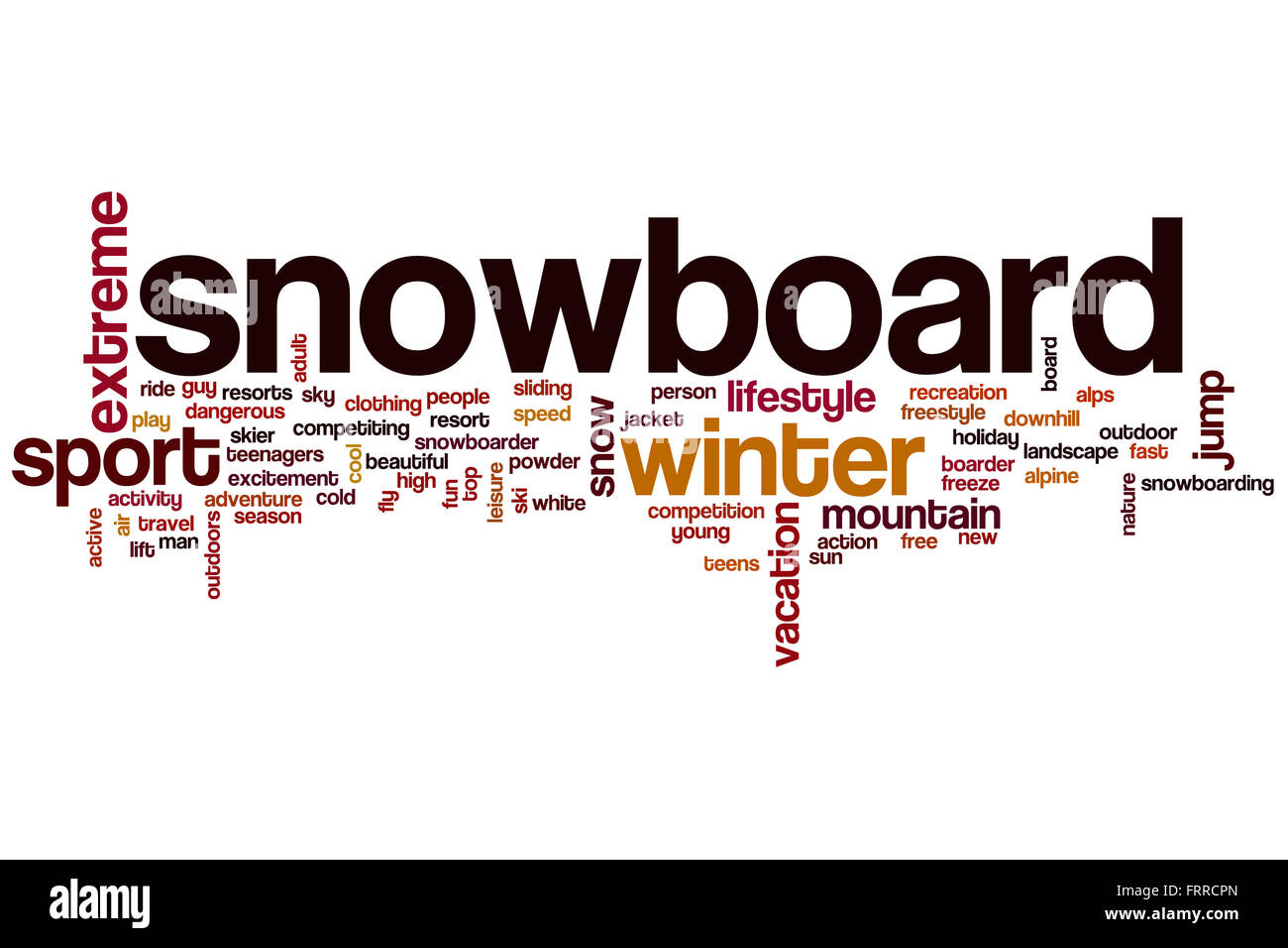 Snowboard word cloud concept with winter sport related tags Stock Photo ...