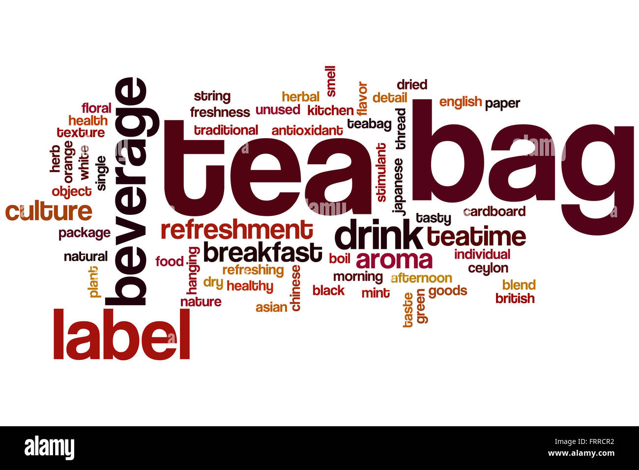 Tea bag word cloud concept with drink breakfast related tags Stock ...