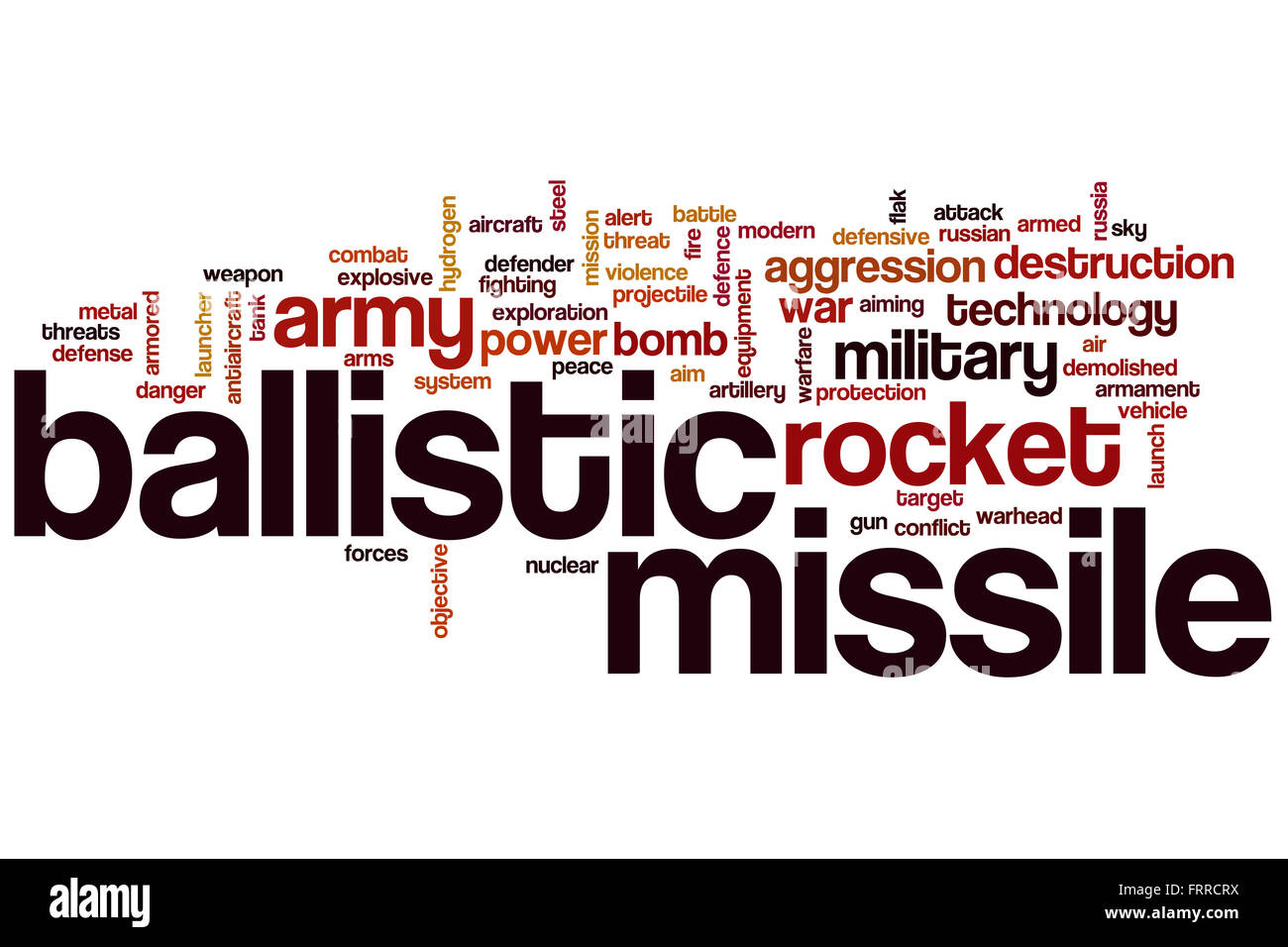 Ballistic missile word cloud concept with rocket bomb related tags ...