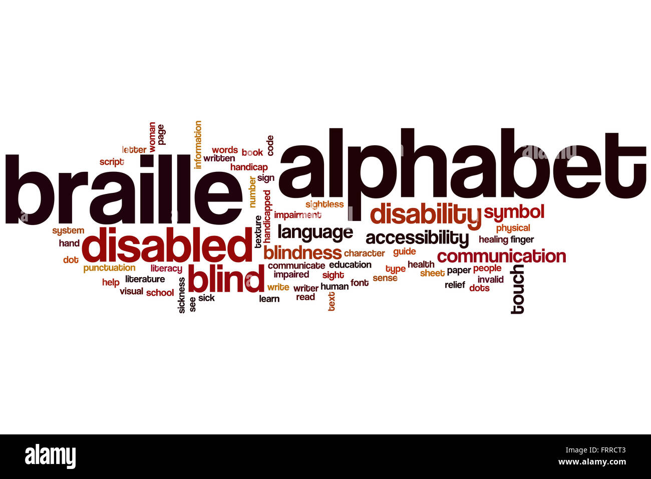 Braille alphabet word cloud concept with blind touch related tags Stock ...
