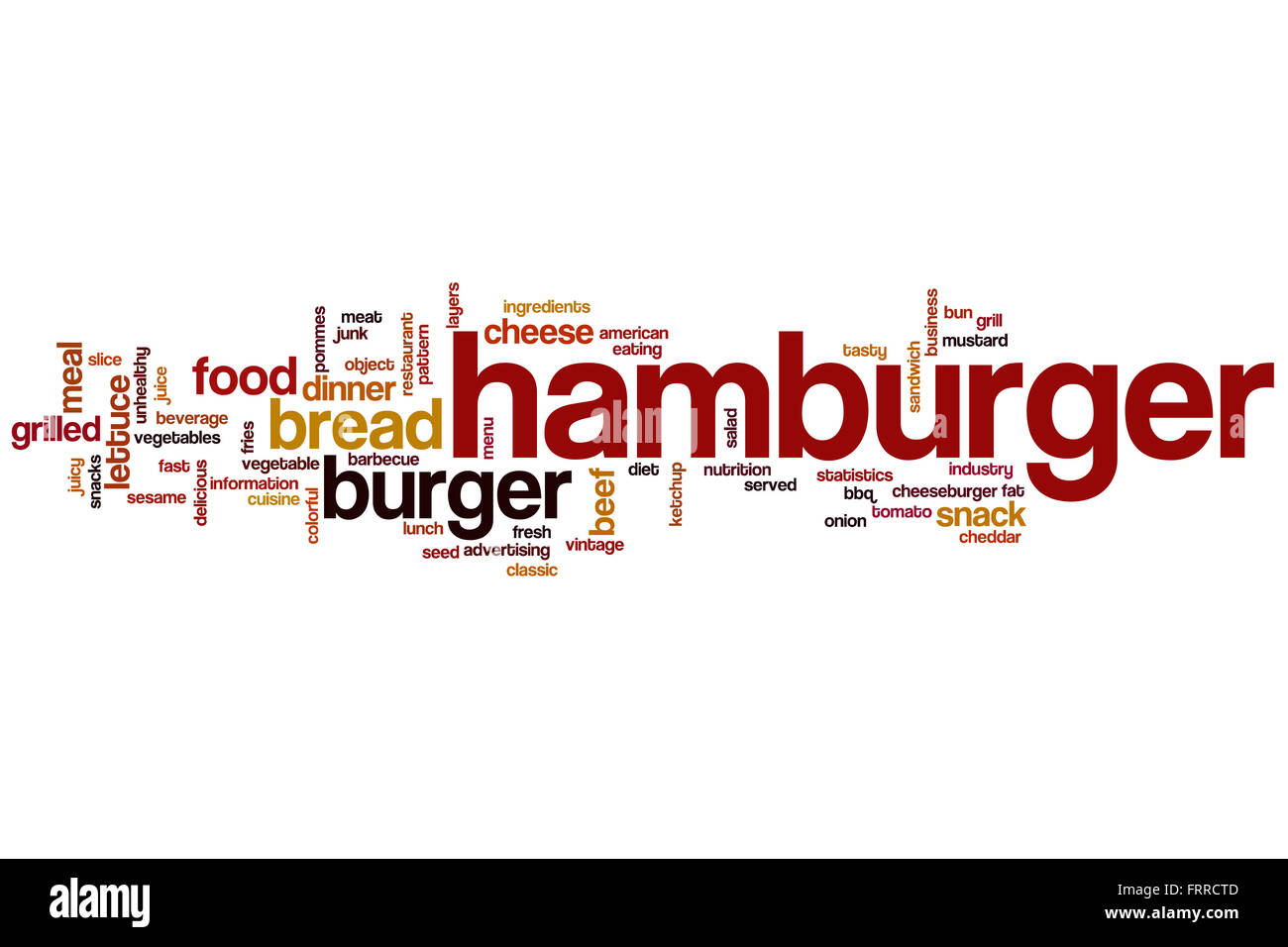 Hamburger word cloud concept with food meal related tags Stock Photo ...