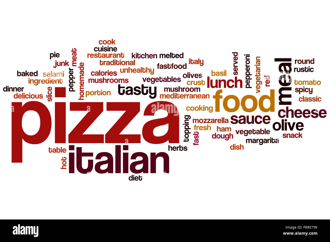 Pizza word cloud concept with italian food related tags Stock Photo - Alamy