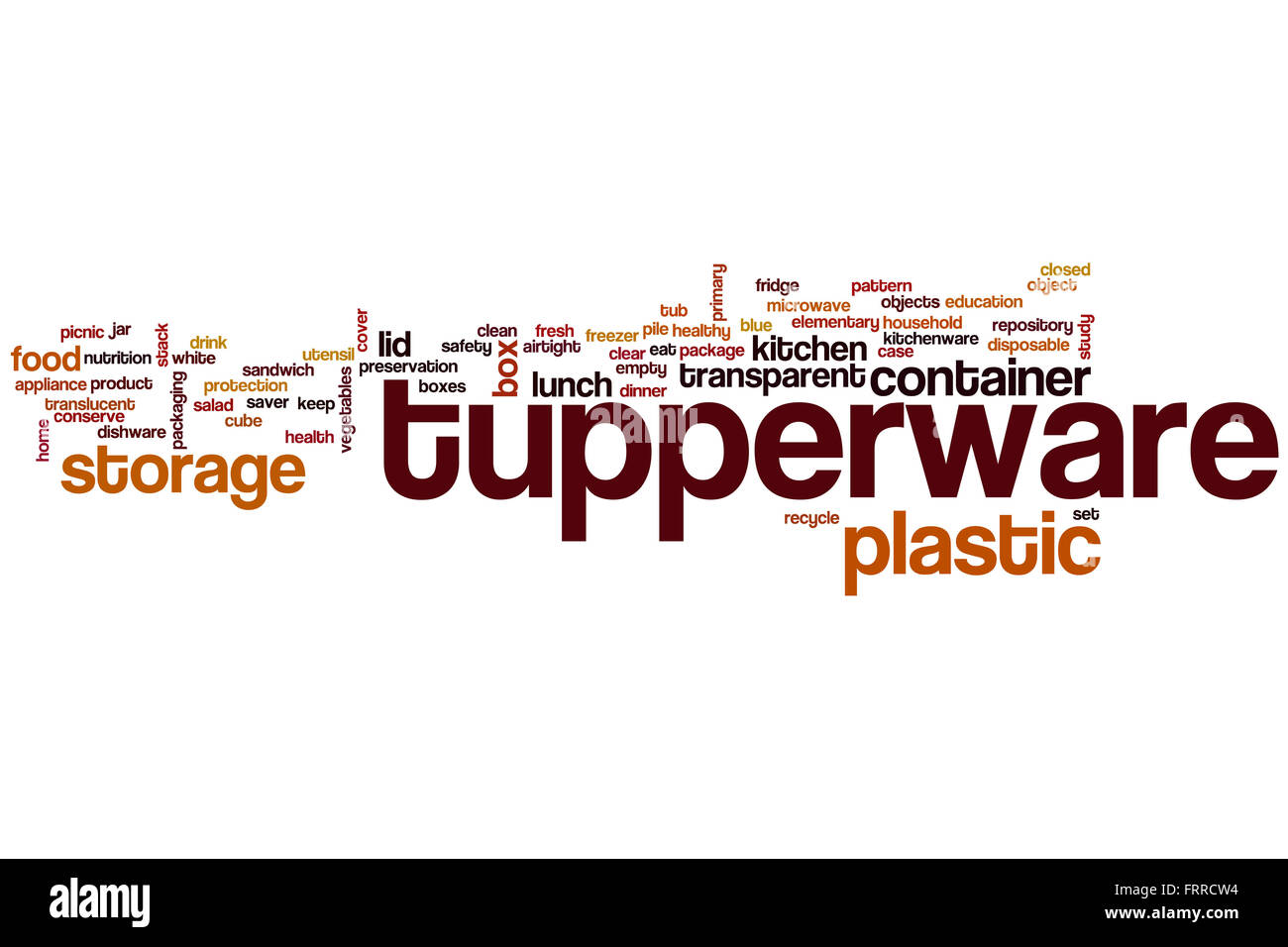 Tupperware word cloud concept with plastic storage related tags Stock ...