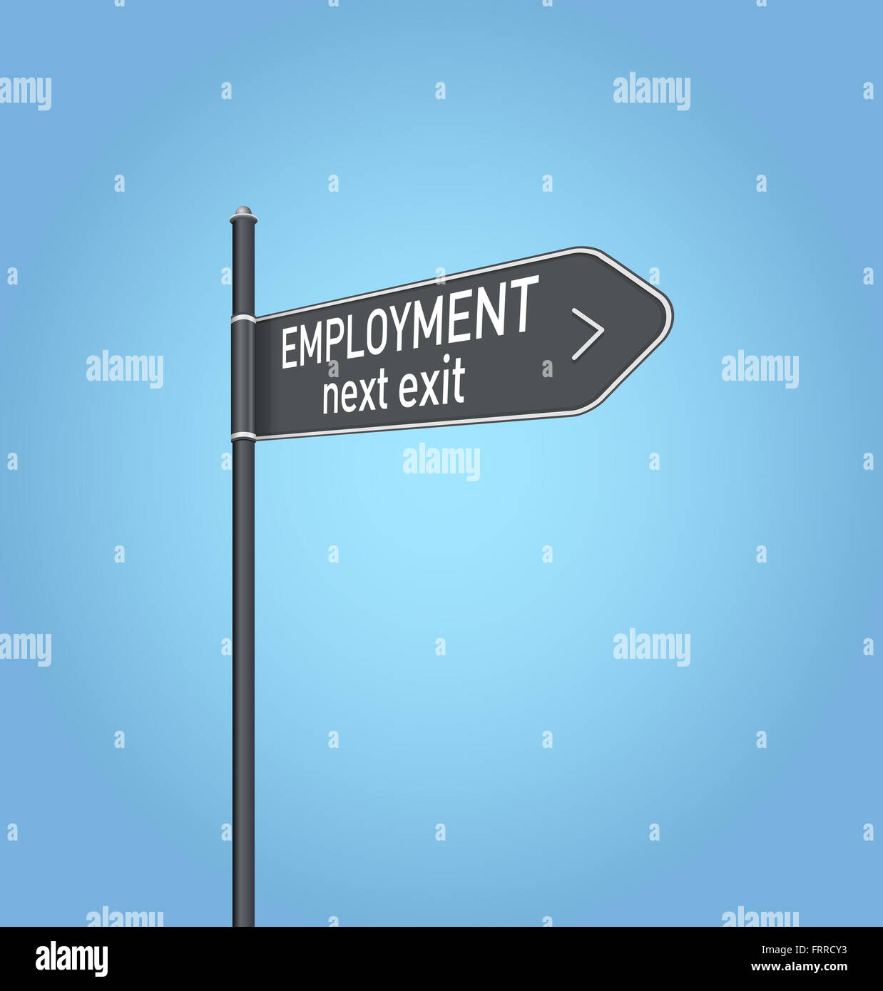 Employment next exit, dark grey road sign concept on blue background ...