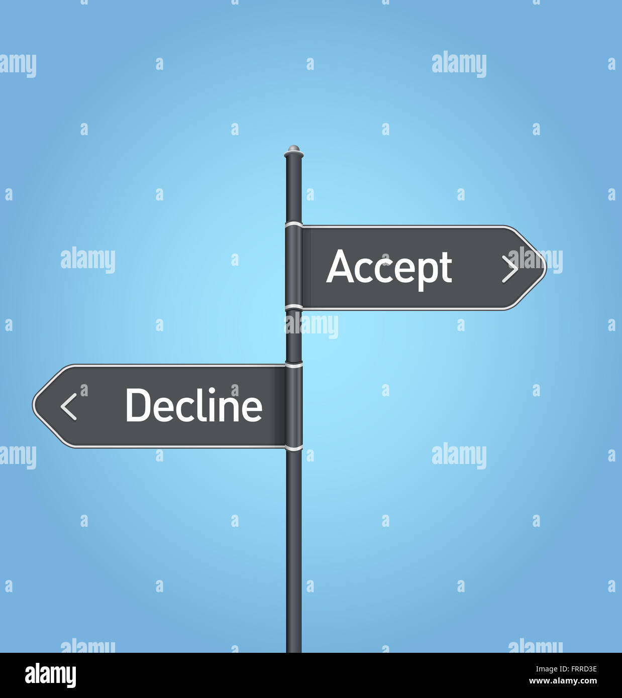 Accept vs decline choice road sign concept, flat design Stock Photo - Alamy