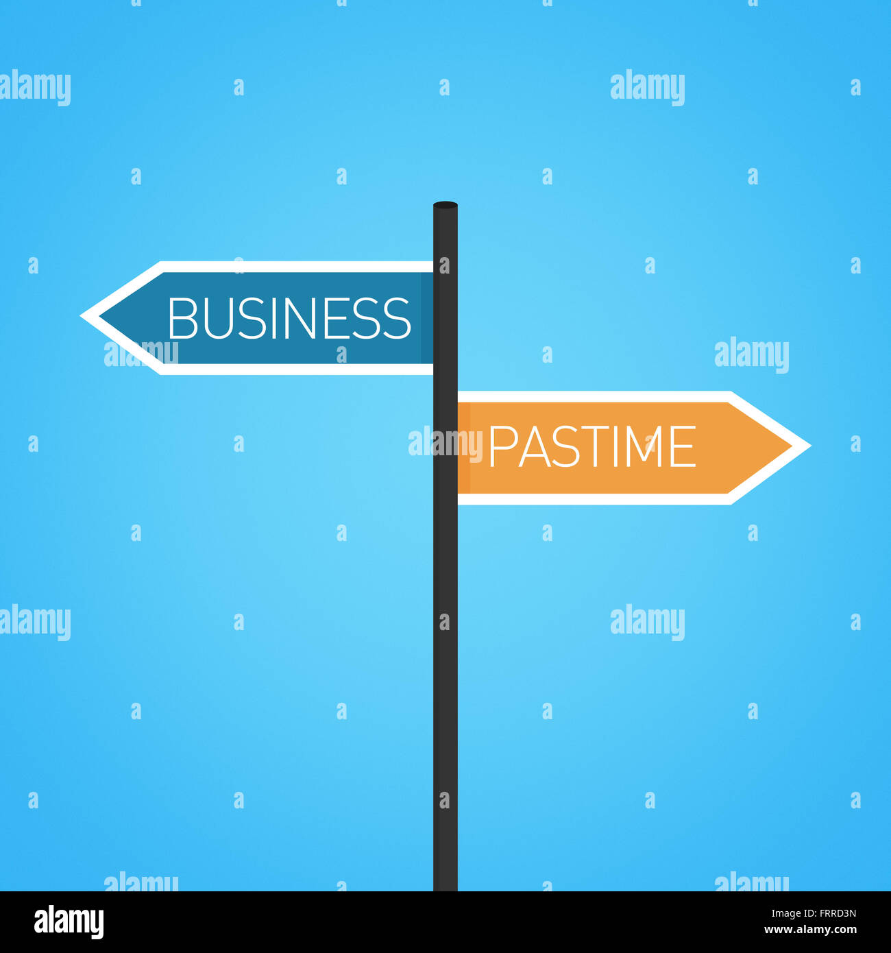 Business vs pastime choice road sign concept, flat design Stock Photo ...