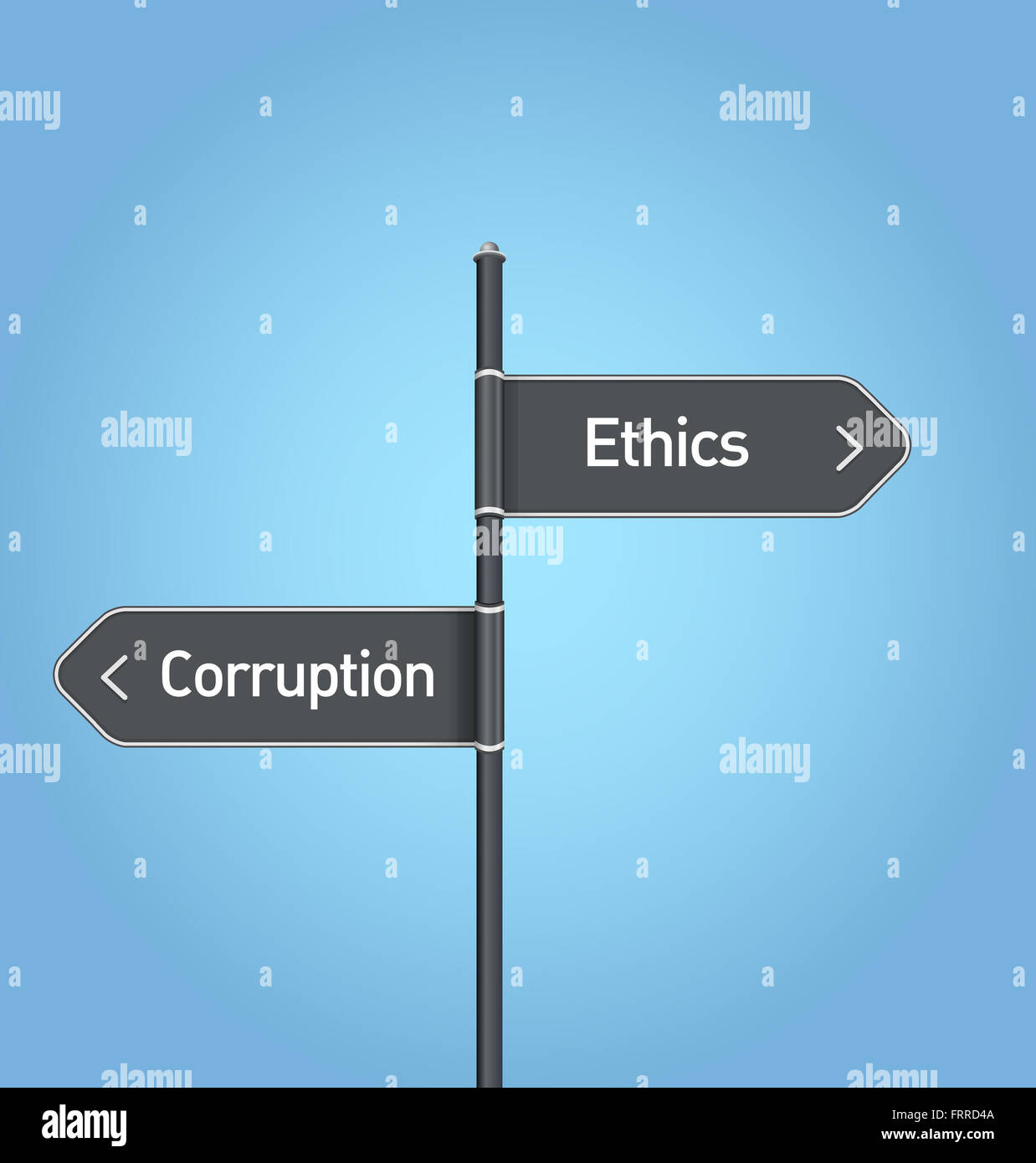 Ethics vs corruption choice road sign concept, flat design Stock Photo ...