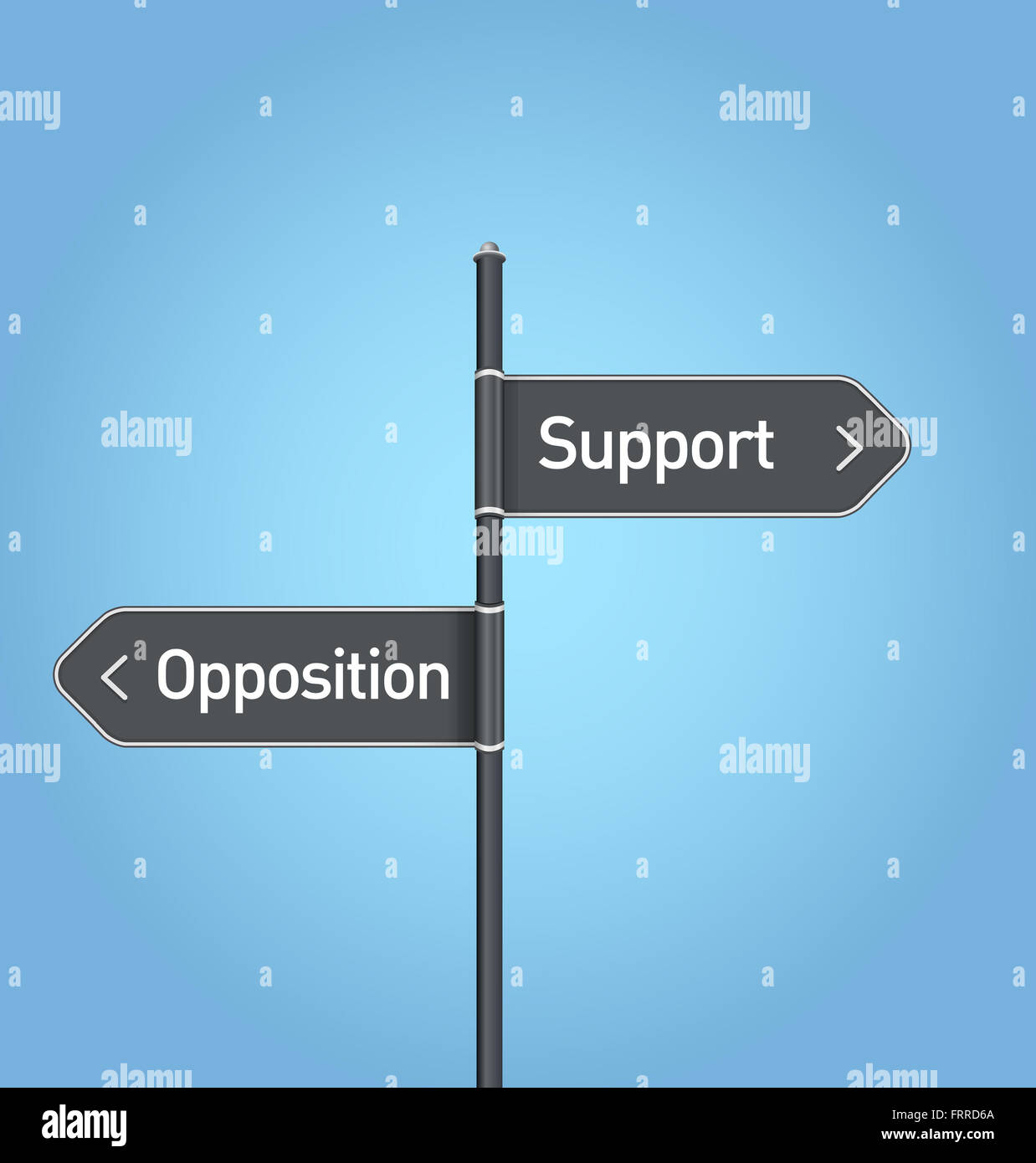 Support vs opposition choice road sign concept, flat design Stock Photo ...