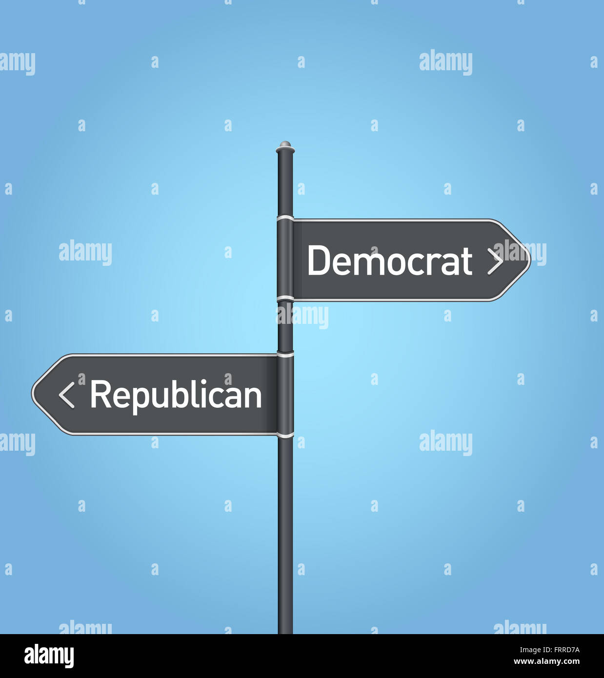 Democratic vs republican choice road sign concept, flat design Stock ...
