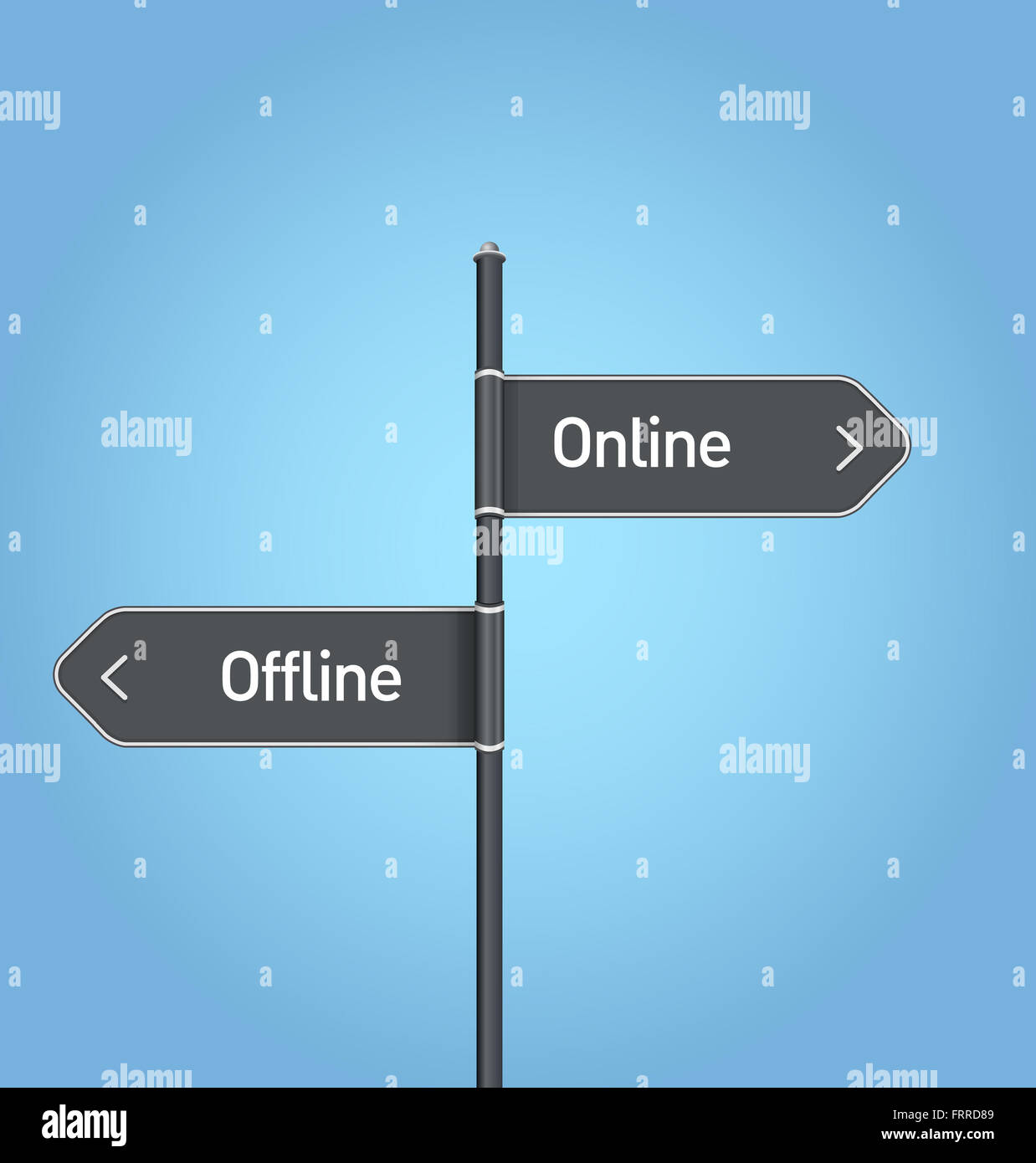 Online vs offline choice road sign concept, flat design Stock Photo - Alamy