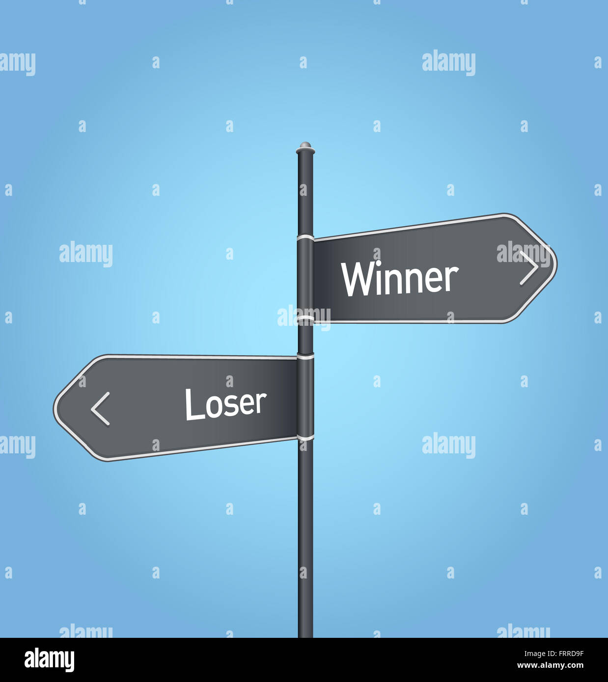 Winner vs loser choice concept road sign on blue background Stock Photo ...