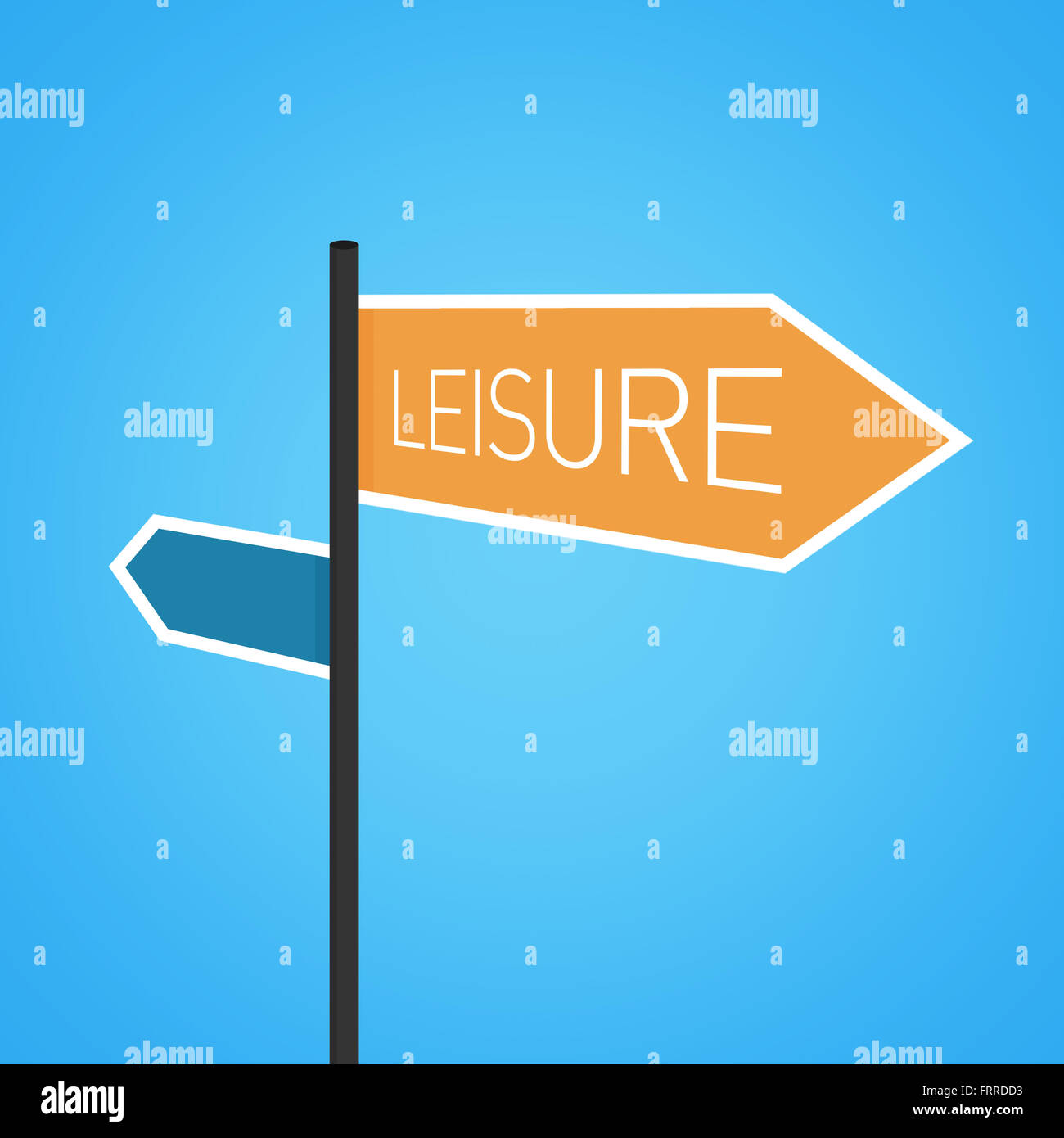 Leisure nearby, orange road sign concept on blue background Stock Photo ...
