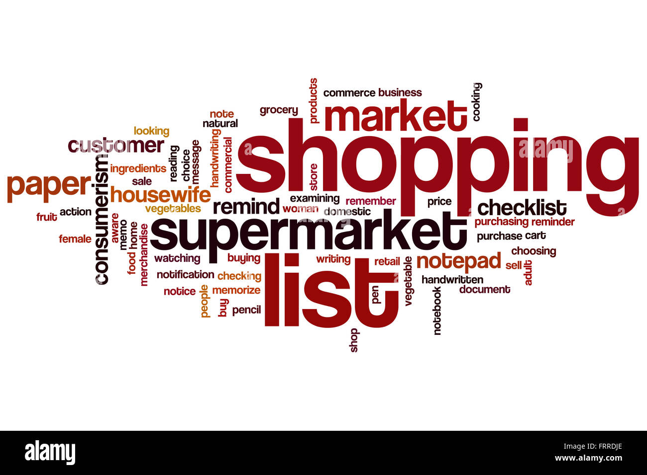 Shopping List Word Cloud Concept Stock Photo Alamy