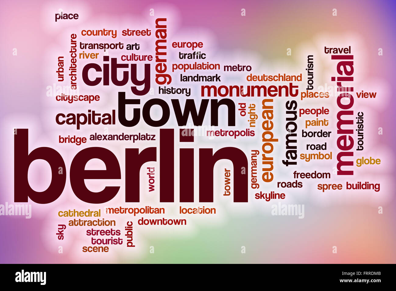 Berlin word cloud concept with abstract background Stock Photo - Alamy