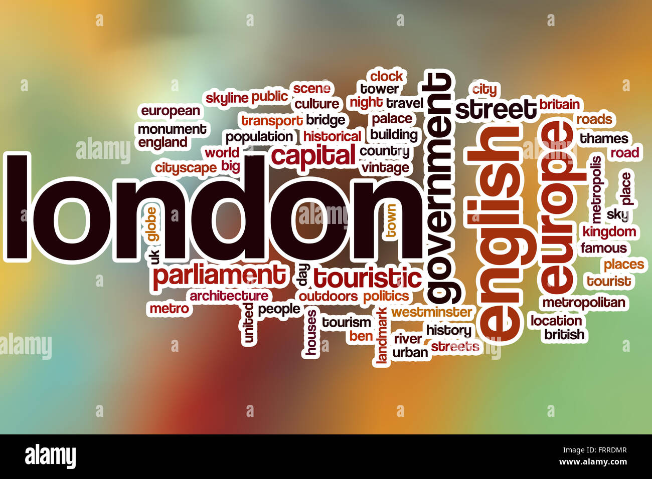 London word cloud concept with abstract background Stock Photo - Alamy