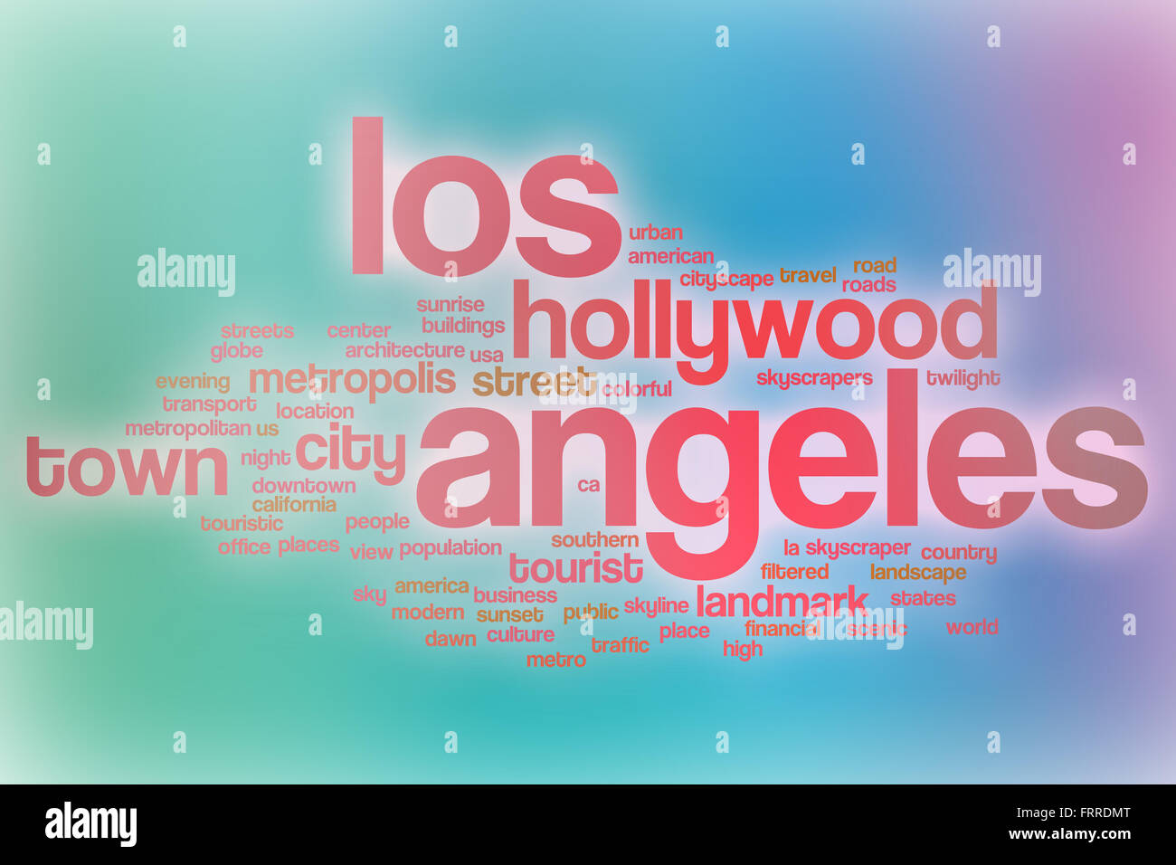 Los Angeles word cloud concept with abstract background Stock Photo - Alamy