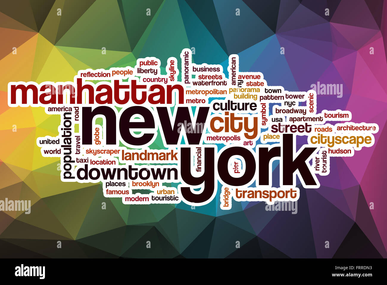 New York word cloud concept with abstract background Stock Photo - Alamy