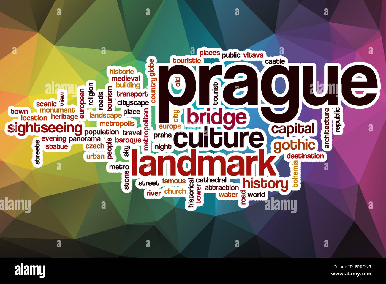 Prague word cloud concept with abstract background Stock Photo - Alamy