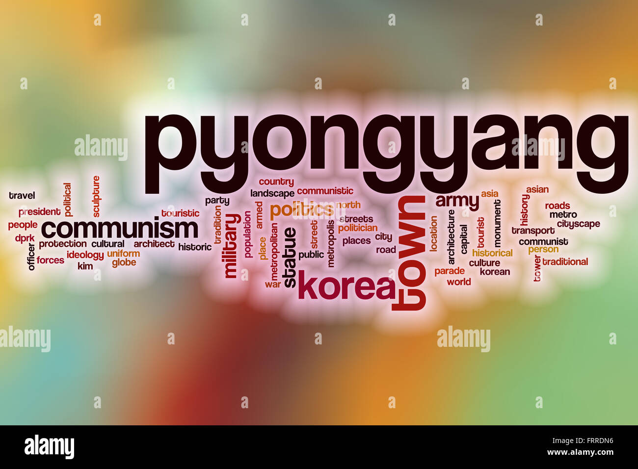 Pyongyang word cloud concept with abstract background Stock Photo - Alamy