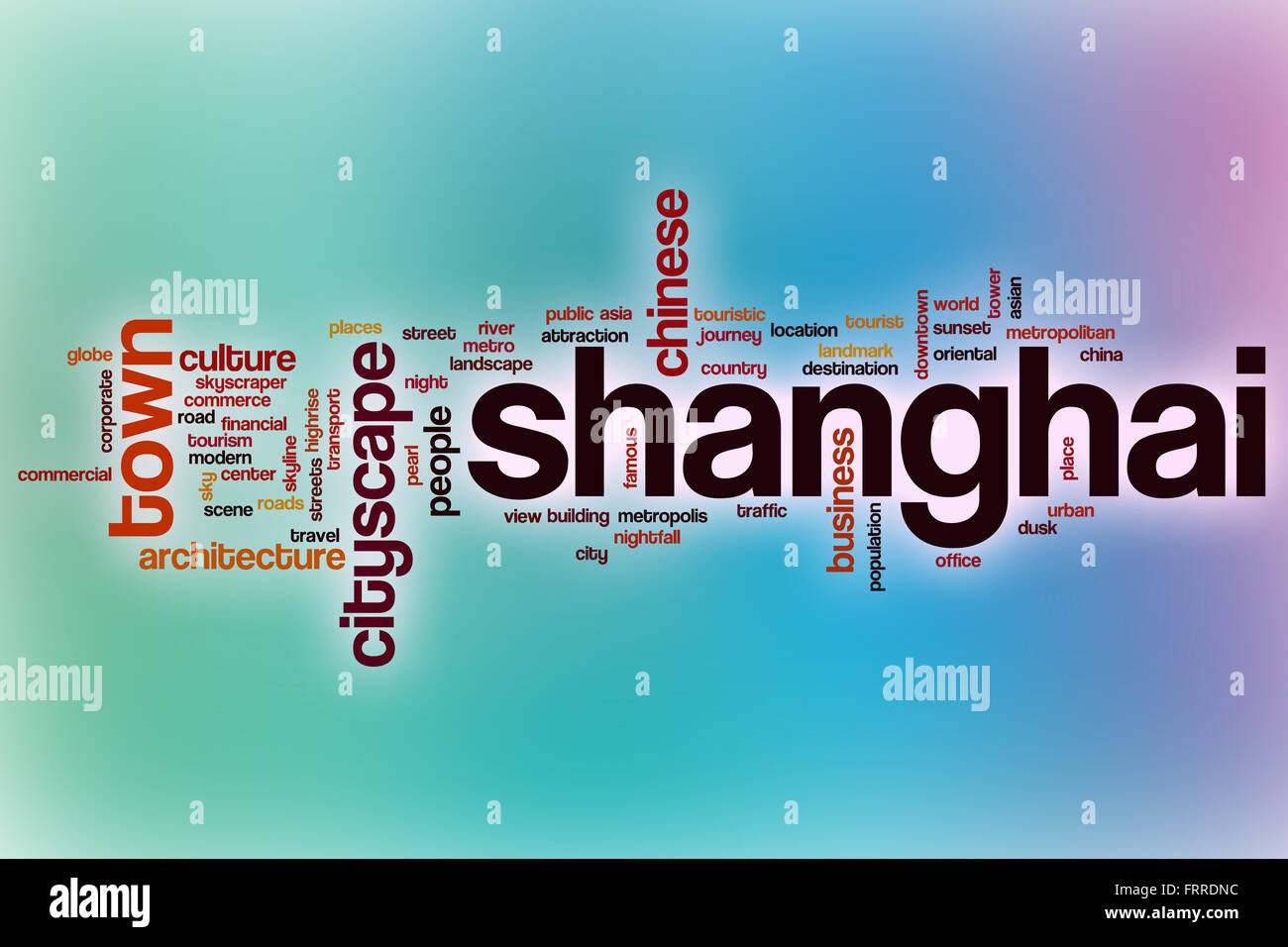 Shanghai word cloud concept with abstract background Stock Photo - Alamy