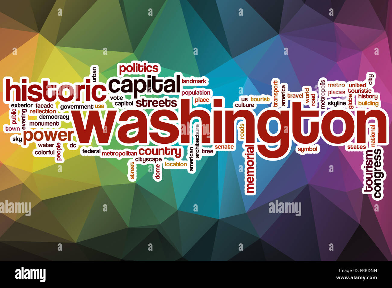 Washington word cloud concept with abstract background Stock Photo - Alamy