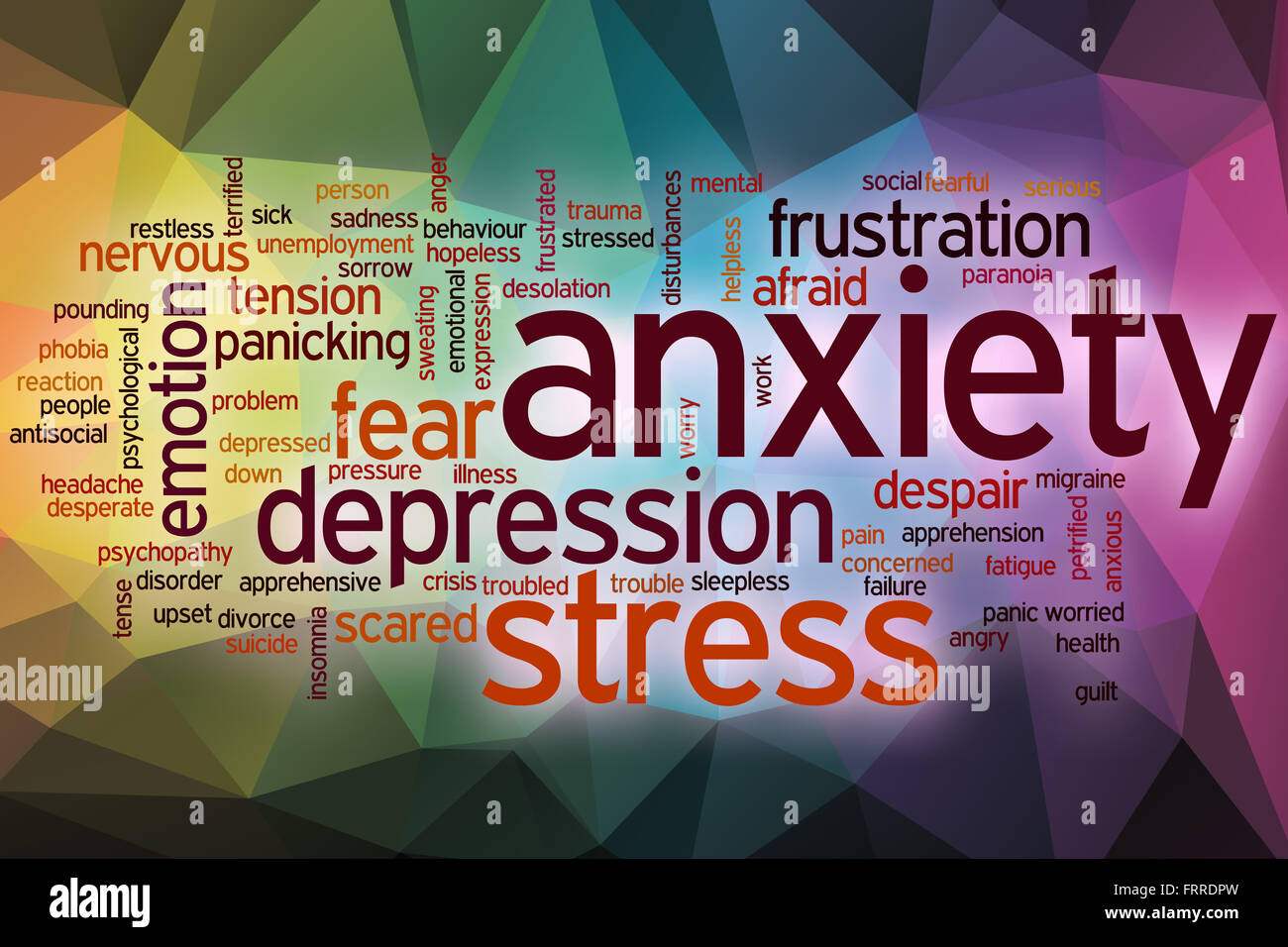 Anxiety word cloud concept with abstract background Stock Photo - Alamy