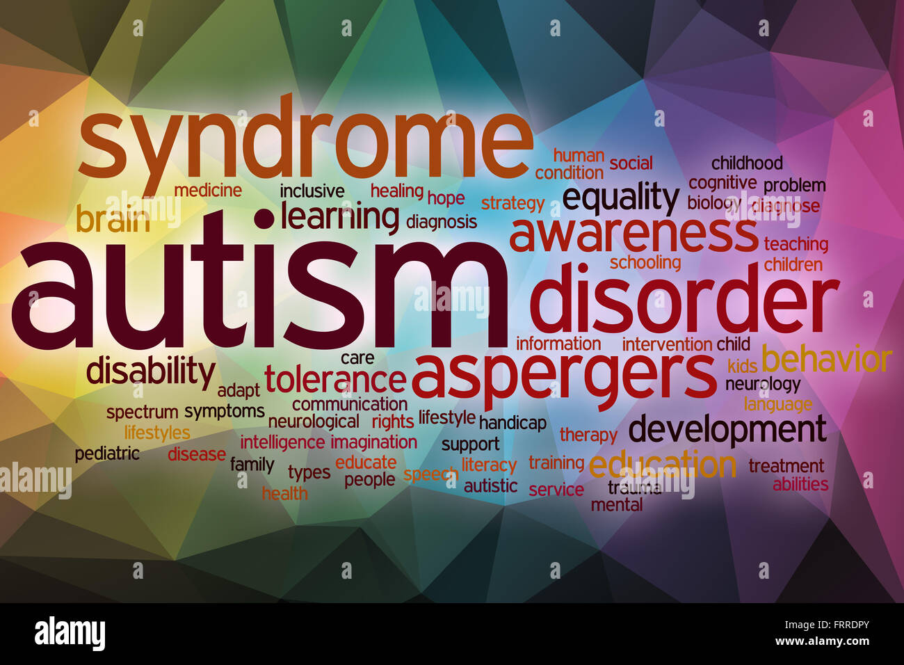 Autism word cloud concept with abstract background Stock Photo - Alamy