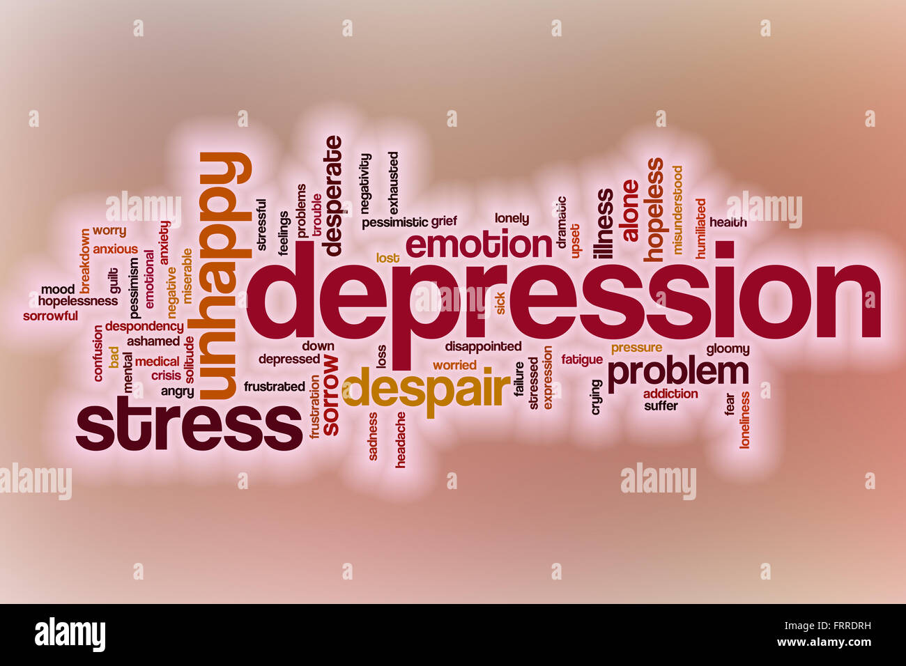 Depression word cloud concept with abstract background Stock Photo - Alamy